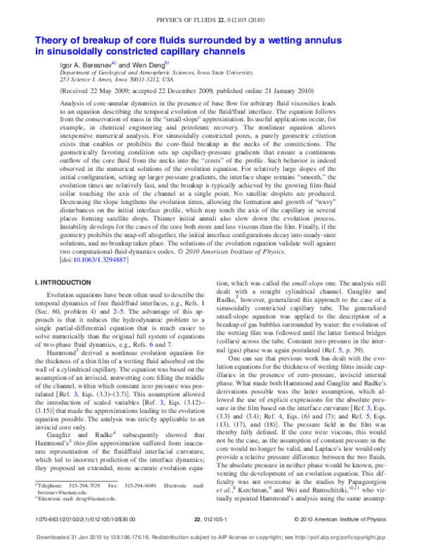 (PDF) Theory of breakup of core fluids surrounded by a wetting annulus ...