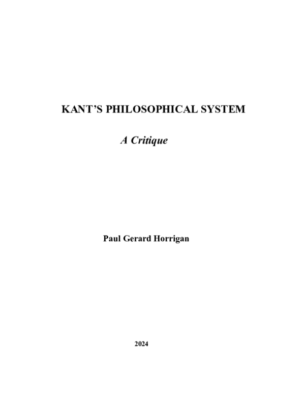 (PDF) KANT'S PHILOSOPHICAL SYSTEM: A CRITIQUE