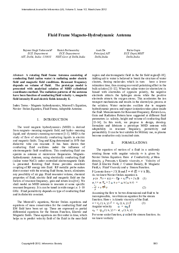 (PDF) Fluid Frame Magneto-hydrodynamic Antenna