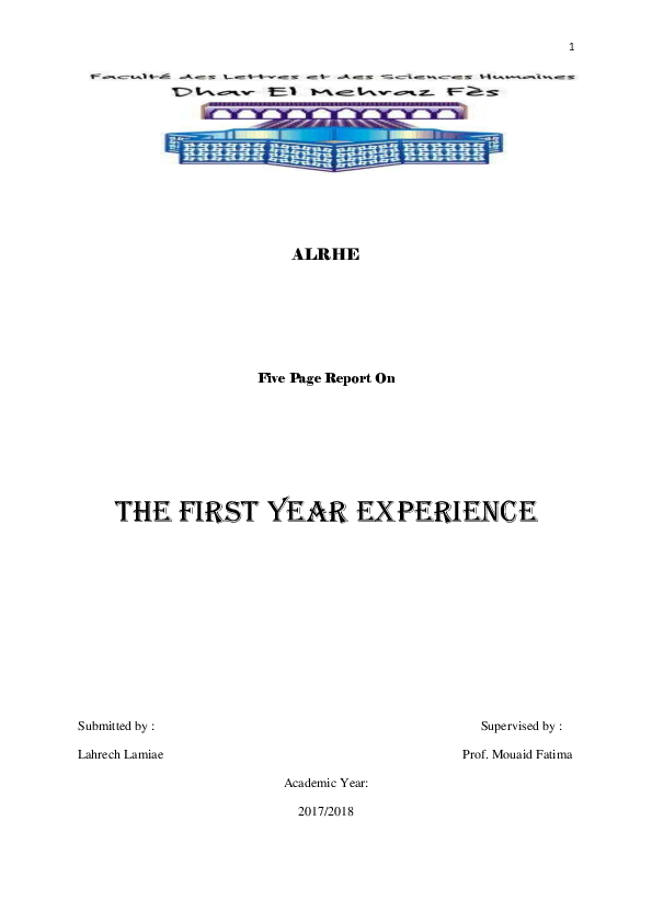 (PDF) The First Year Experience (1)