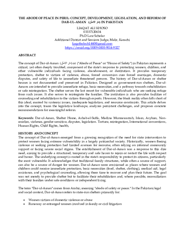 (PDF) THE ABODE OF PEACE IN PERIL: CONCEPT, DEVELOPMENT, LEGISLATION ...