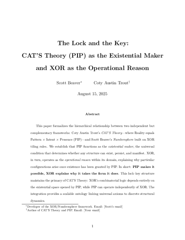 (PDF) The Lock and the Key: CAT'S Theory (PIP) as the Existential Maker ...