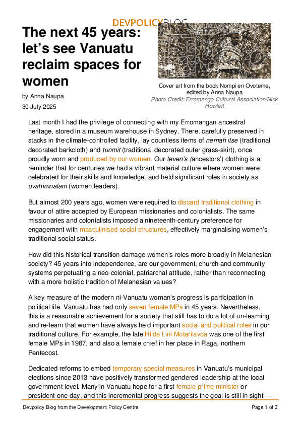 (PDF) The next 45 years: let's see Vanuatu reclaim spaces for women