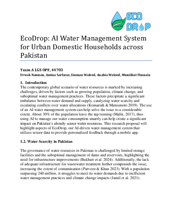 (PDF) EcoDrop: AI Water Management System