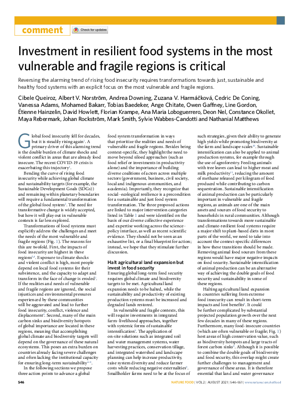 (PDF) Investment in resilient food systems in the most vulnerable and ...