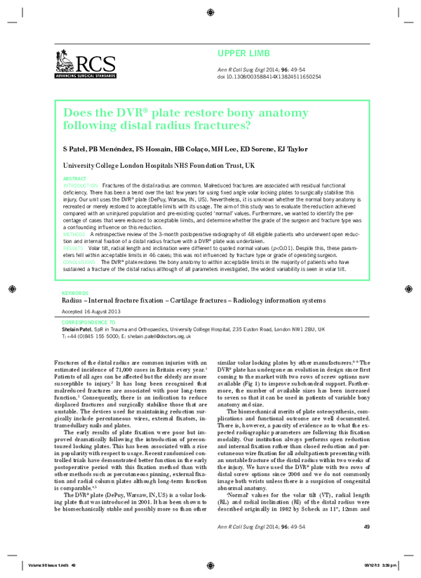 (PDF) Does the DVR® plate restore bony anatomy following distal radius ...