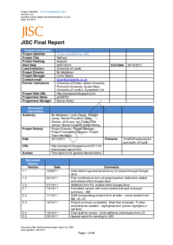 (PDF) RePosit: JISC Final Report