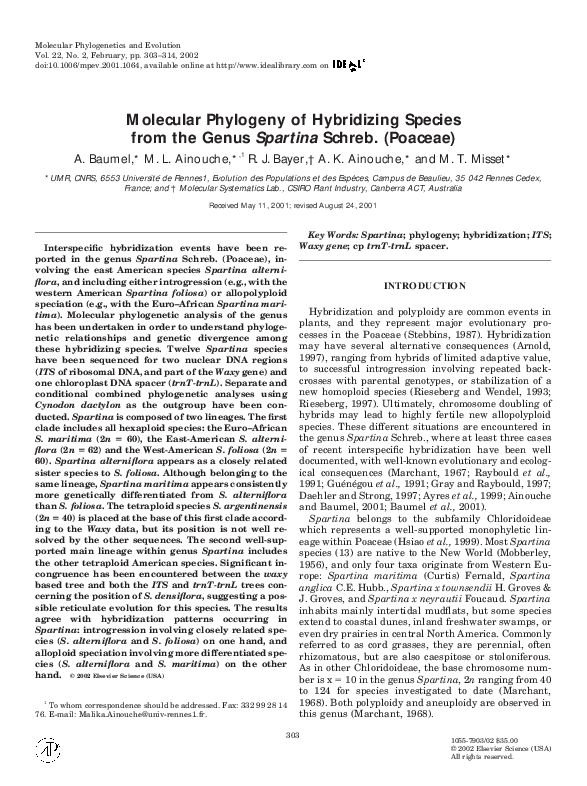 (PDF) Molecular Phylogeny of Hybridizing Species from the Genus ...