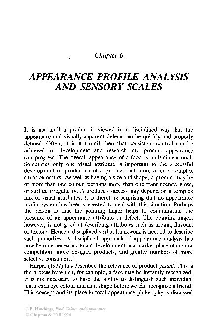 (PDF) Appearance Profile Analysis and Sensory Scales
