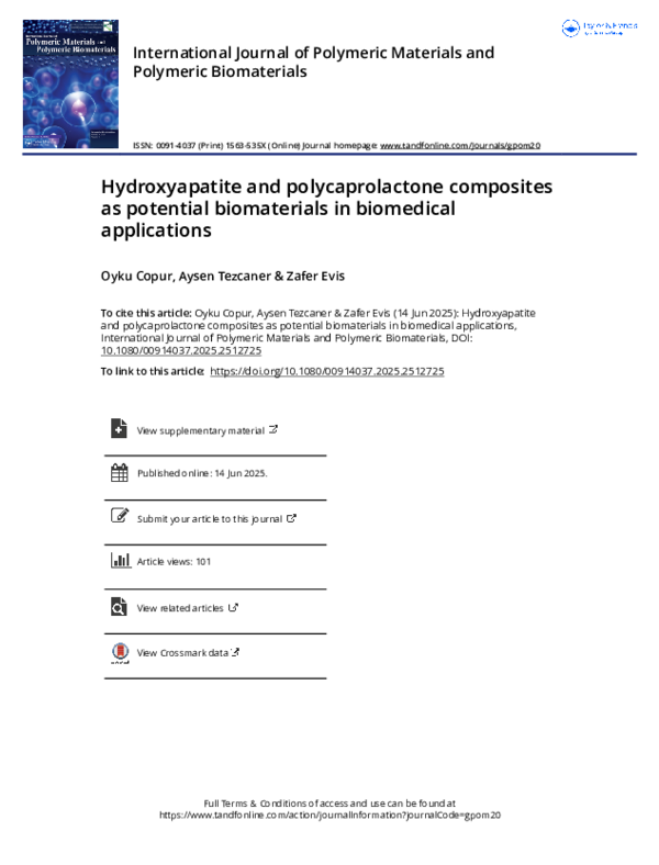 (PDF) Hydroxyapatite and polycaprolactone composites as potential ...