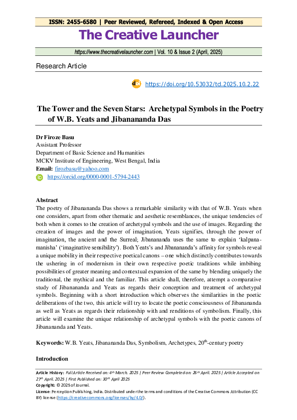 (PDF) The Tower and the Seven Stars: Archetypal Symbols in the Poetry ...