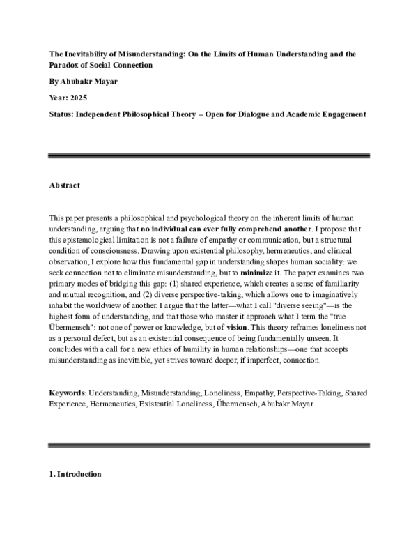 (PDF) The Inevitability of Misunderstanding: On the Limits of Human ...