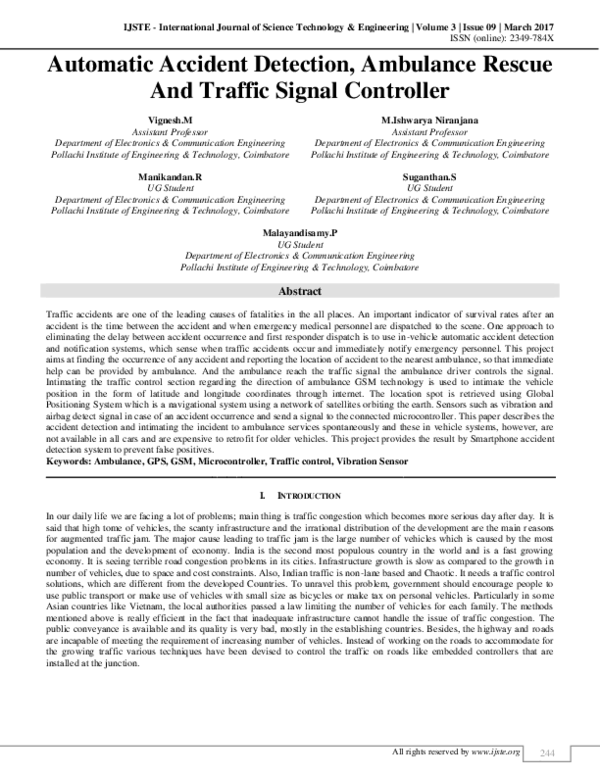 (PDF) Automatic Accident Detection, Ambulance Rescue and Traffic Signal ...