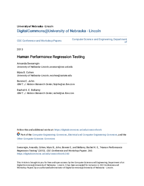 (PDF) Human performance regression testing