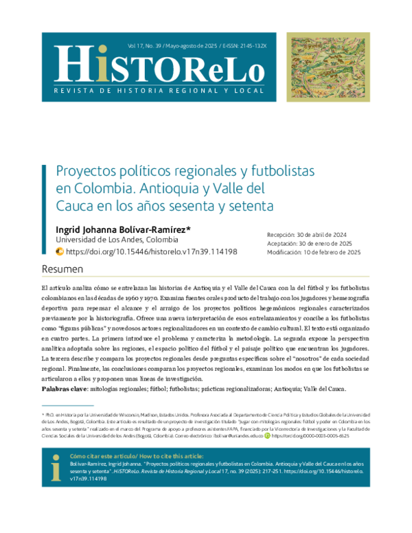 (PDF) Proyectos políticos regionales y futbolistas en Colombia ...