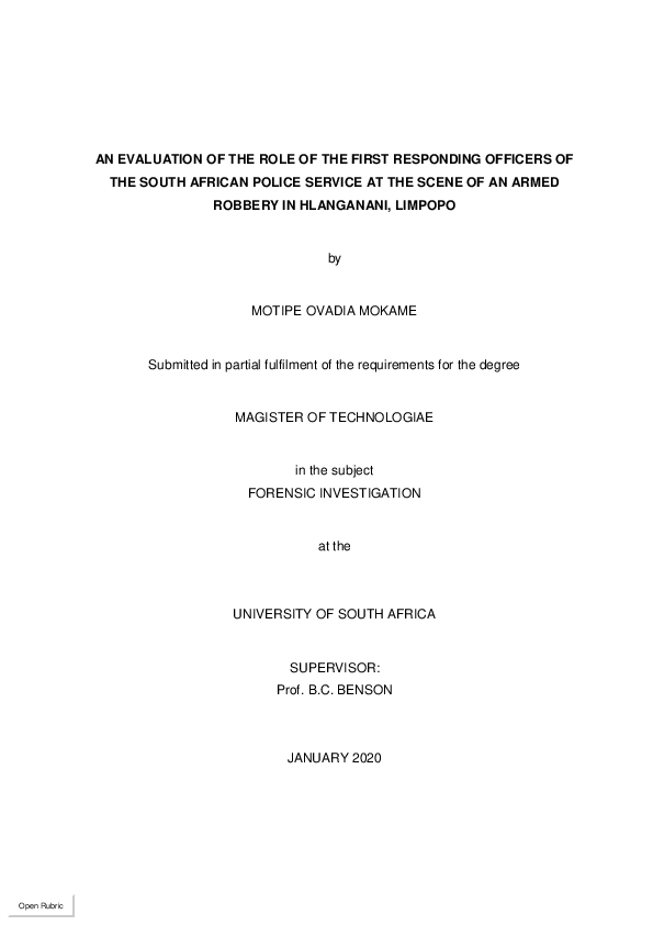 (PDF) An evaluation of the role of the first responding officers of the ...