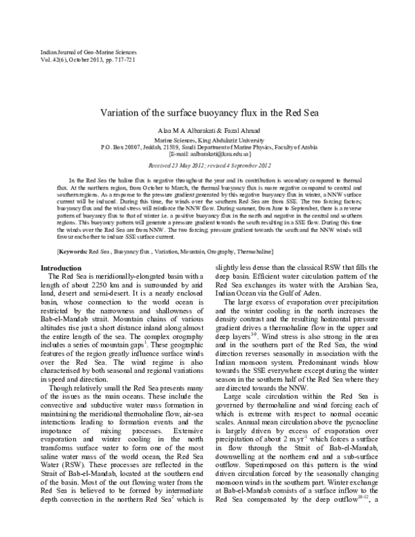 (PDF) Variation of the surface buoyancy flux in the Red Sea