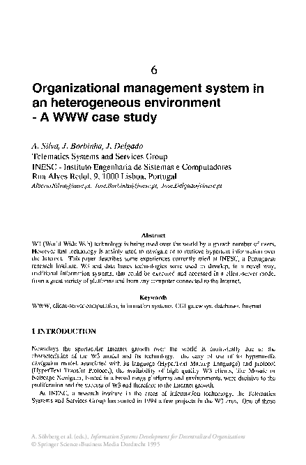 (PDF) Organizational management system in an heterogeneous environment — A WWW case study