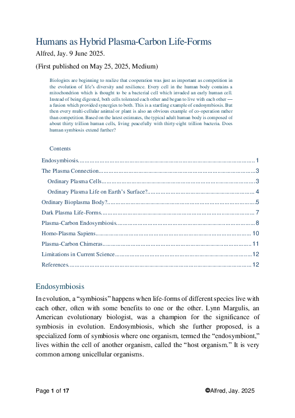 (PDF) Humans as Hybrid Plasma-Carbon Life-Forms