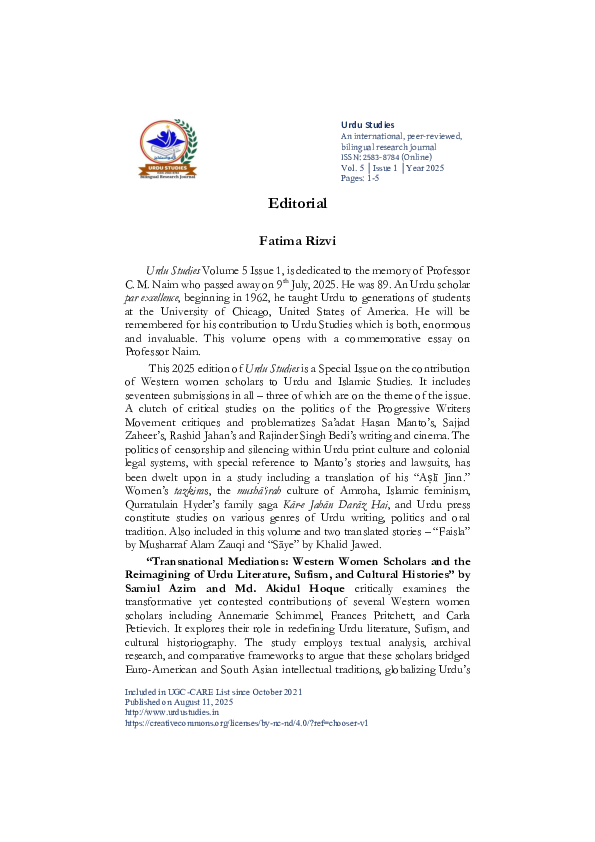 (PDF) Editorial Fatima Rizvi