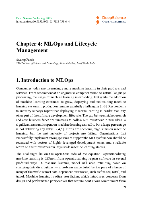 (PDF) MLOps and Lifecycle Management