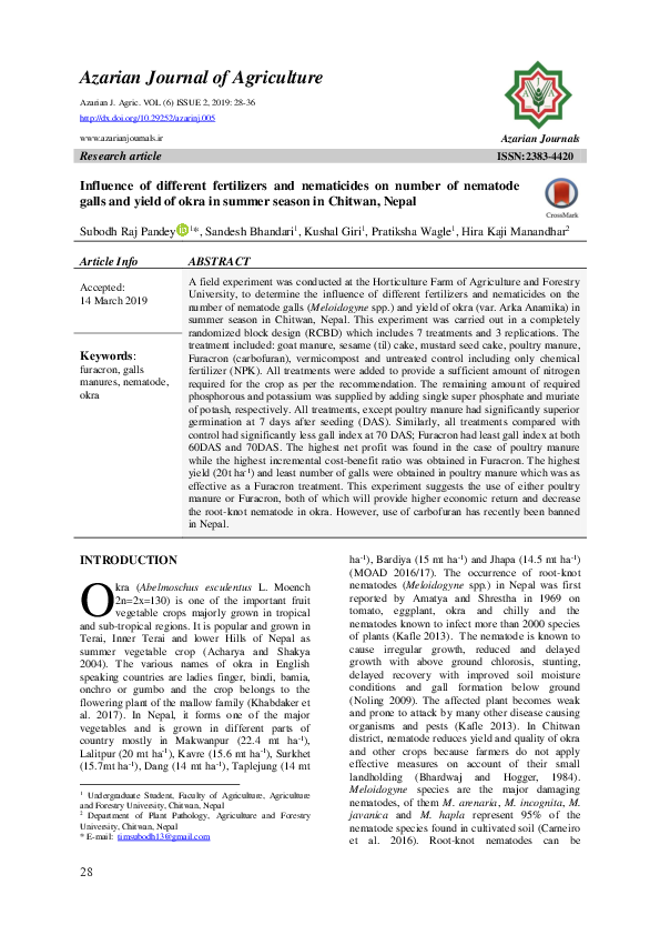 (PDF) Influence of different fertilizers and nematicides on number of ...