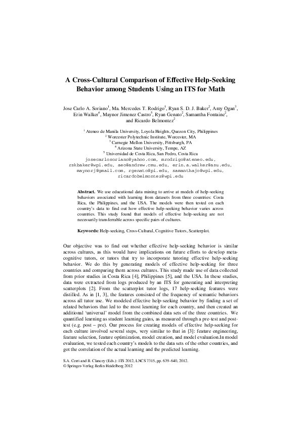 (PDF) A Cross-Cultural Comparison of Effective Help-Seeking Behavior ...