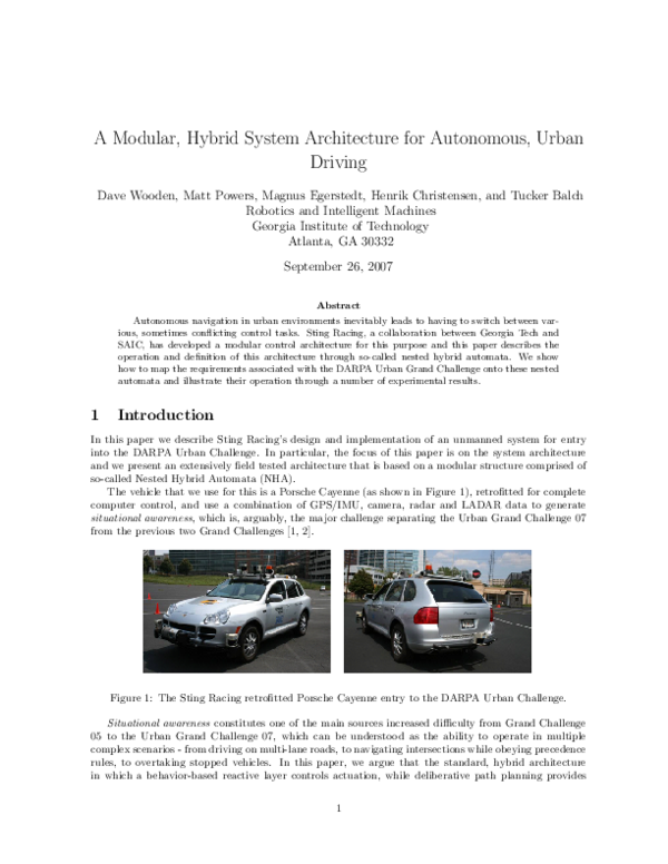 (PDF) A Modular, Hybrid System Architecture for Autonomous, Urban Driving