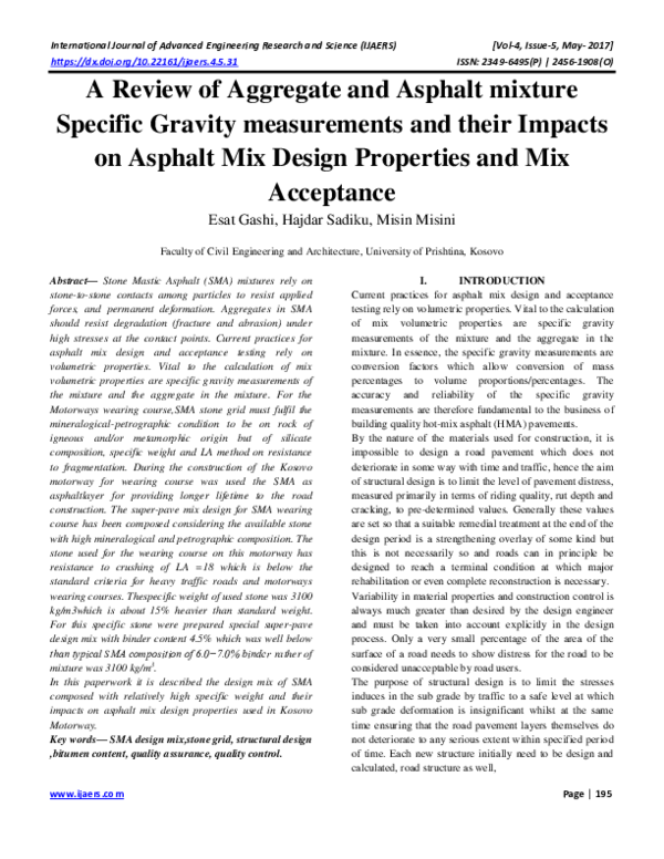 (PDF) A Review of Aggregate and Asphalt mixture Specific Gravity ...