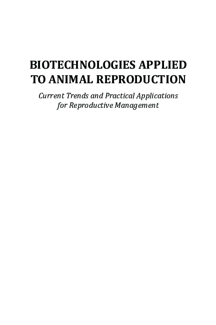 (PDF) Biotechnologies Applied to Animal Reproduction