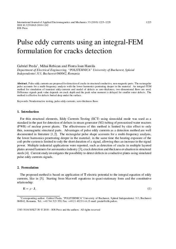 (PDF) Pulse eddy currents using an integral-FEM formulation for cracks ...