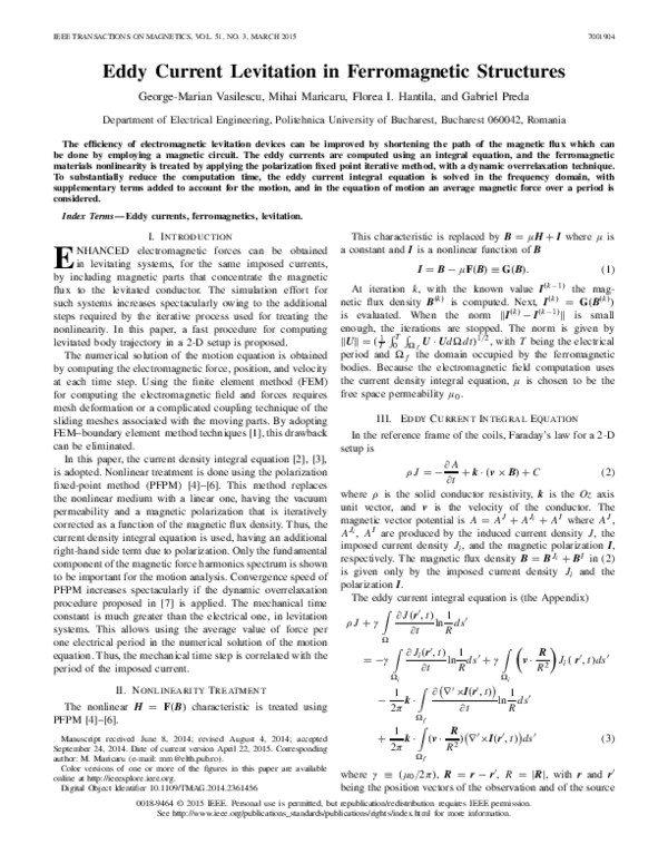 (PDF) Eddy Current Levitation in Ferromagnetic Structures
