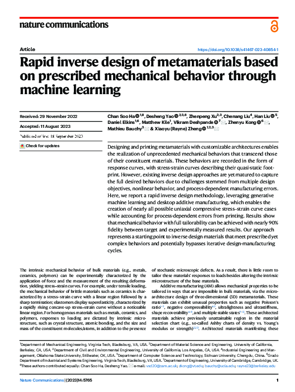 (PDF) Rapid inverse design of metamaterials based on prescribed ...