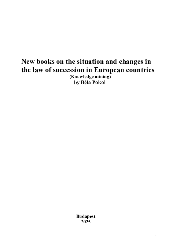 (PDF) New books on the situation and changes in the law of succession ...