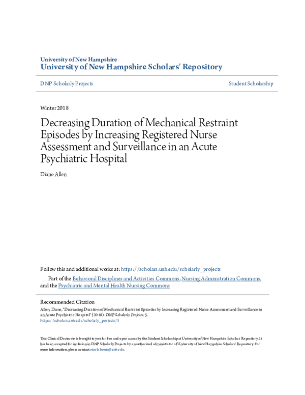 (PDF) Decreasing Duration of Mechanical Restraint Episodes by ...