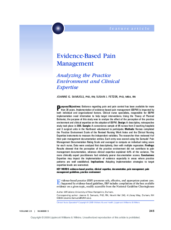 (PDF) Evidence-Based Pain Management