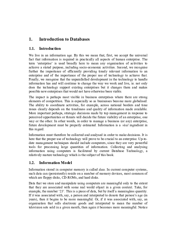 (PDF) Introduction to Databases