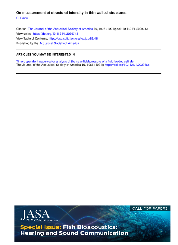 (PDF) On measurement of structural intensity in thin-walled structures
