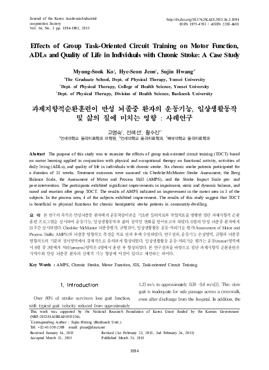 (PDF) Effects of Group Task-Oriented Circuit Training on Motor Function ...