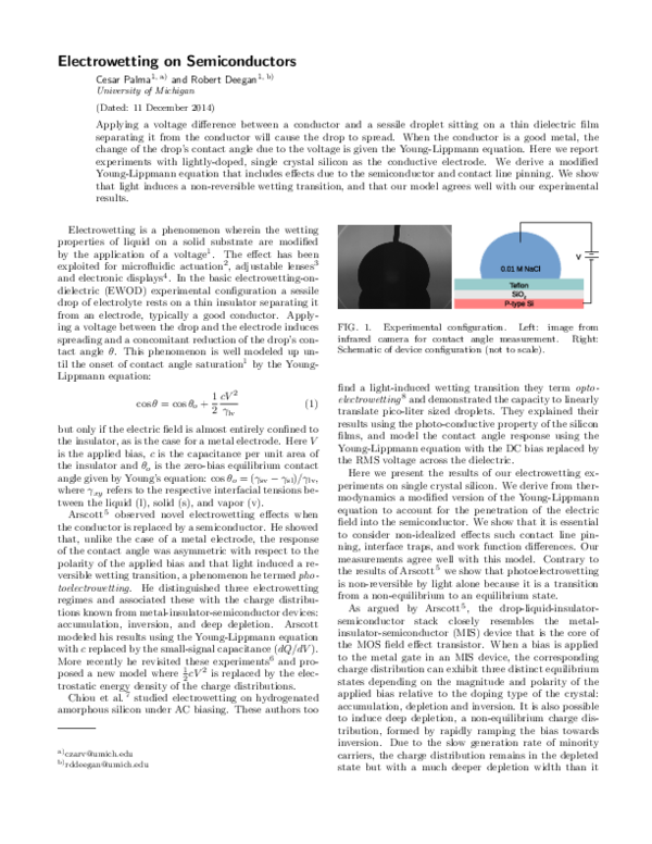 (PDF) Electrowetting on semiconductors