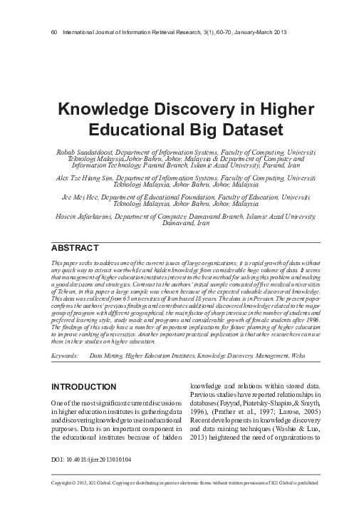 (PDF) Knowledge Discovery in Higher Educational Big Dataset