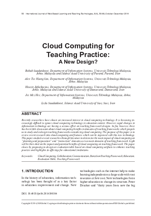 (PDF) Cloud Computing for Teaching Practice