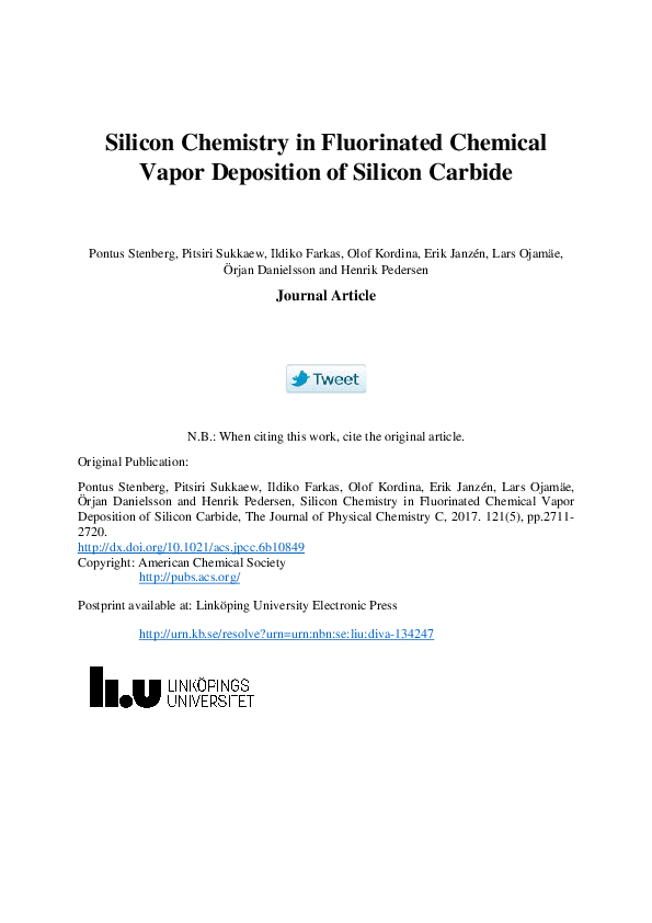 (PDF) Silicon Chemistry in Fluorinated Chemical Vapor Deposition of Silicon Carbide