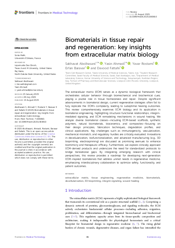(PDF) Biomaterials in tissue repair and regeneration: key insights from ...