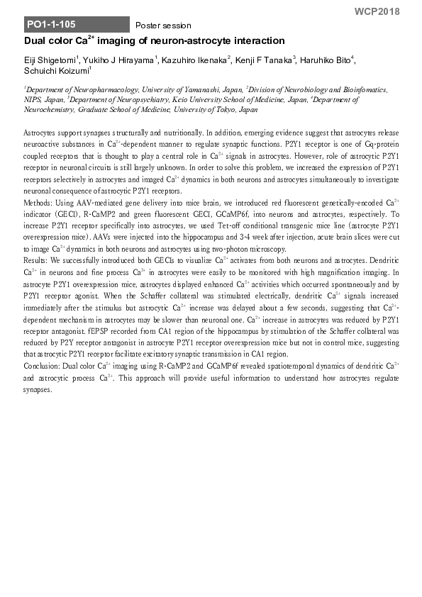 (PDF) Dual color Ca2+ imaging of neuron-astrocyte interaction
