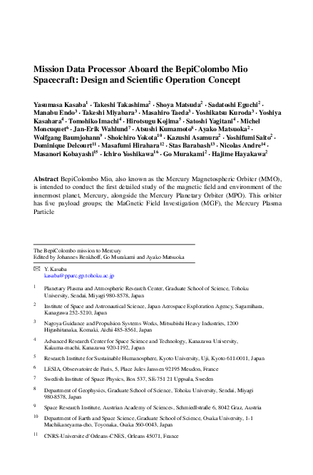 (PDF) Mission Data Processor Aboard the BepiColombo Mio Spacecraft ...