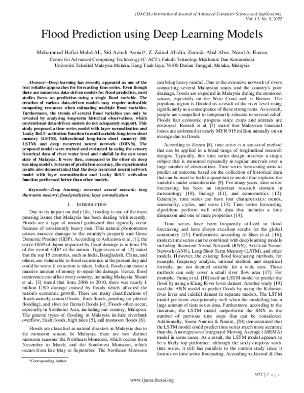 (PDF) Flood Prediction using Deep Learning Models