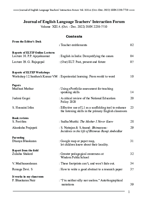 (PDF) Journal of English Language Teachers' Interaction Forum