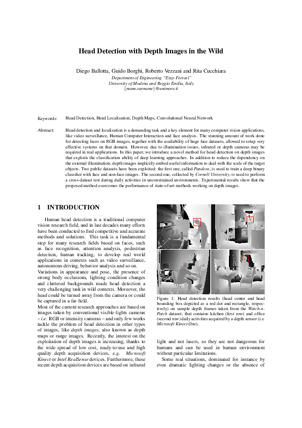 (PDF) Head Detection with Depth Images in the Wild