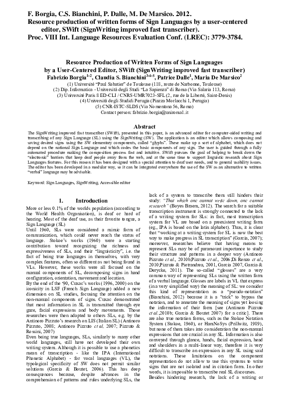 (PDF) Resource production of written forms of Sign Languages by a user ...